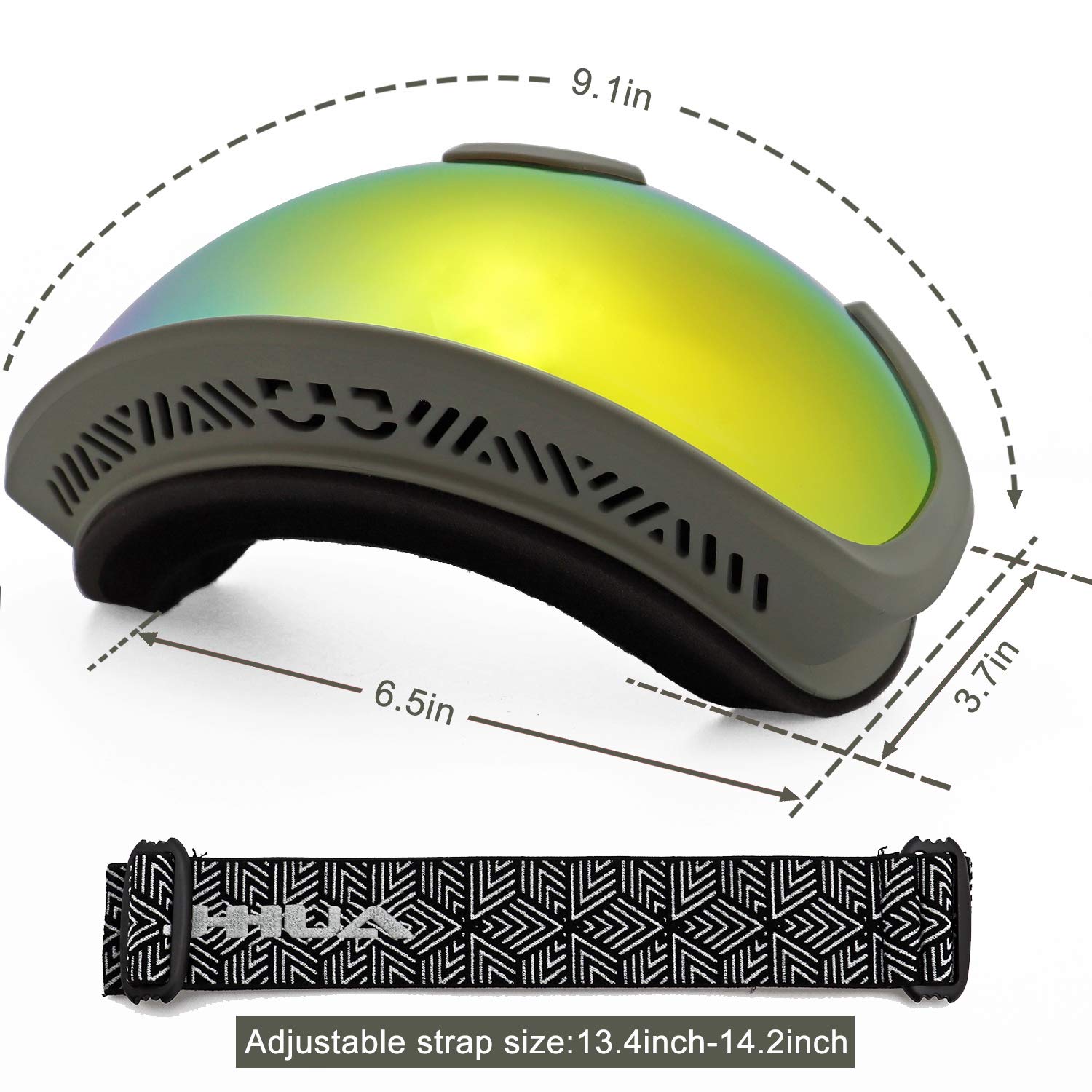 JHUA Ski Goggles OTG 100% UV400 Protection Snowboard Goggles for Men Women Teens