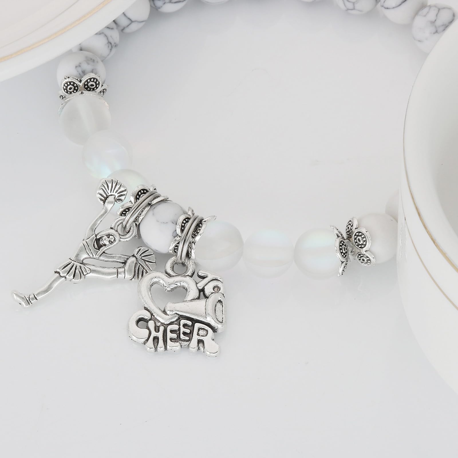 HUTIMY Cheer Bracelet Beads Bracelets Gifts Ideas for Cheer Team Jewelry Teens Cheerleading Bracelet