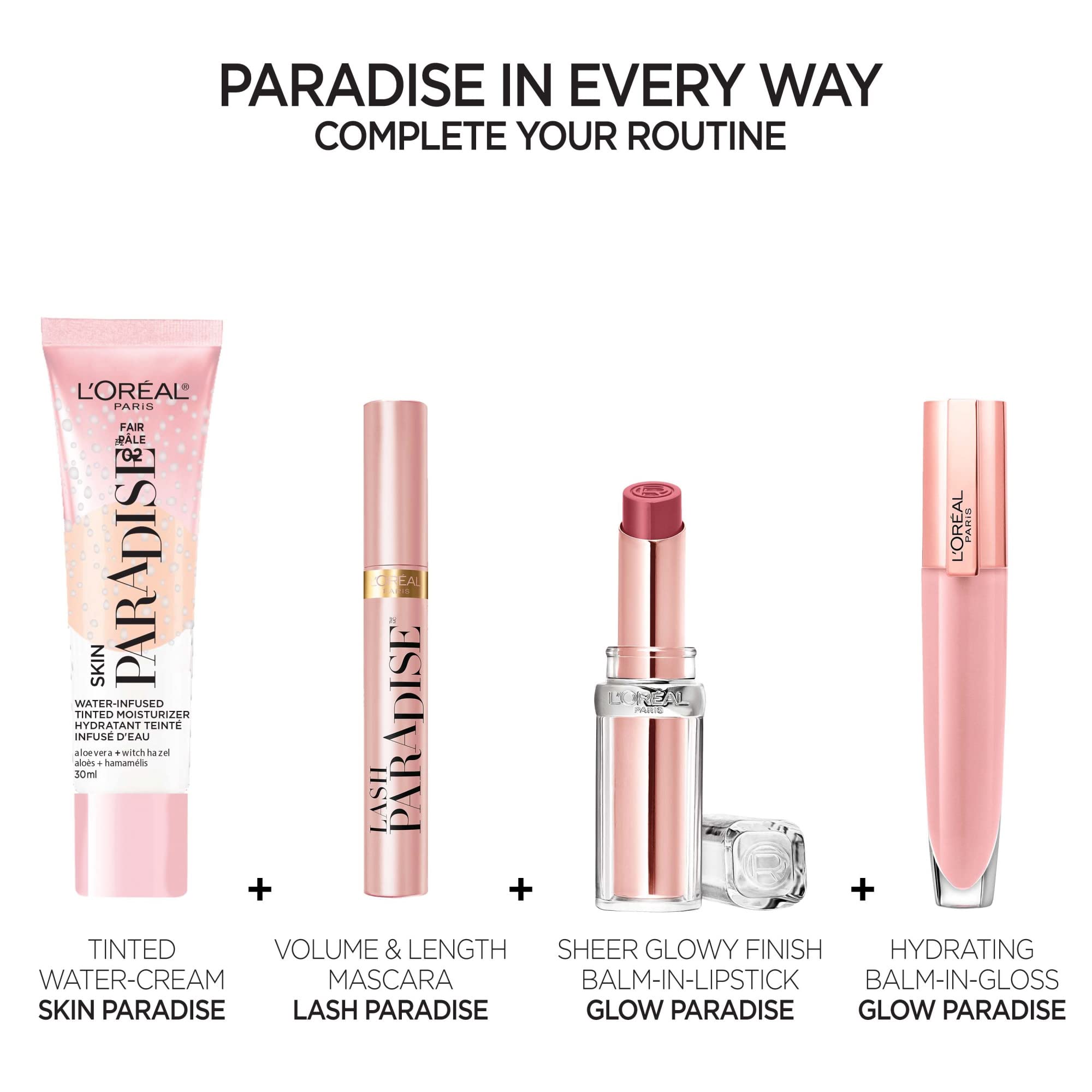 L'Oreal Paris Skin Paradise Water-infused Tinted Moisturizer with Broad Spectrum SPF 19 sunscreen lightweight, natural coverage up to 24h hydration for a fresh, glowing complexion, Medium 01, 1 fl oz