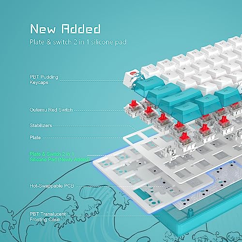 Womier 60% Percent Keyboard, WK61 Mechanical RGB Wired Gaming Keyboard, Hot-Swappable Keyboard with PBT Keycaps for Windows PC Gamers - Linear Red Switch