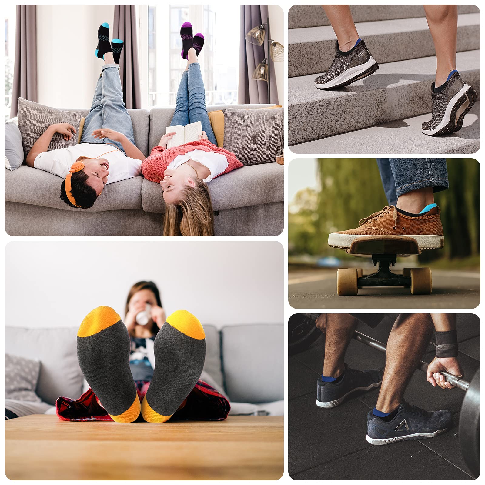 JATEN Men's Athletic Running Socks Ankle,Cushioned Mens Socks Breathable,3/6 Pairs Moisture Wicking Socks Low Cut