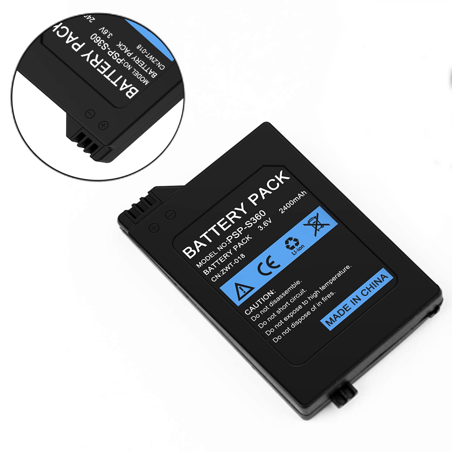 JDIRLDL PSP S110 Battery, 3.6V 2400mAh Li-ion Rechargeable Replacement Compatible with Sony Playstation PSP 3000/2000,PSP Lite,PSP Silm,PSP-S110 Console