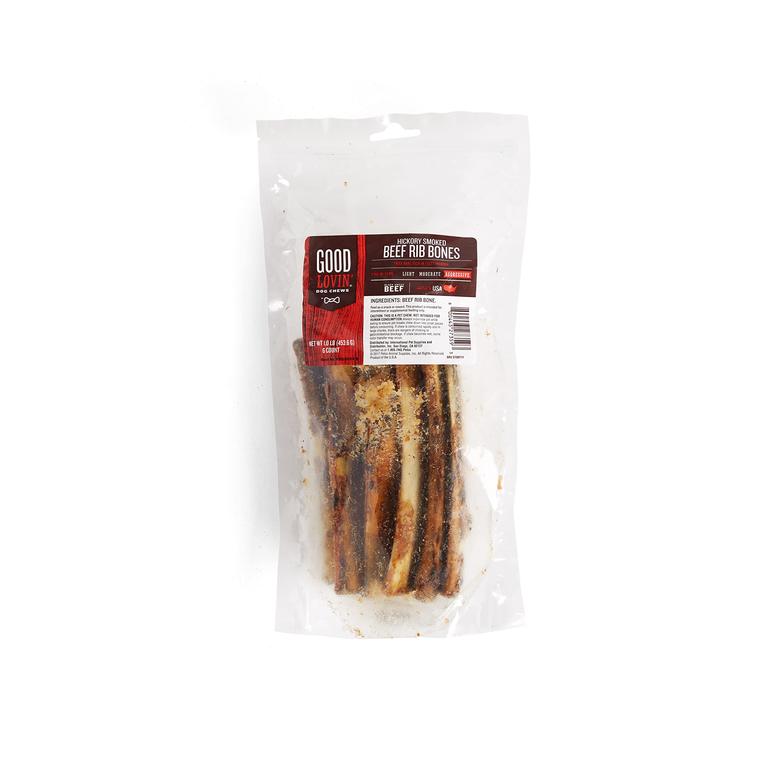 Good Lovin' Petco Brand Hickory Smoked Rib Bone Dog Chew, Pack of 6, 6 CT