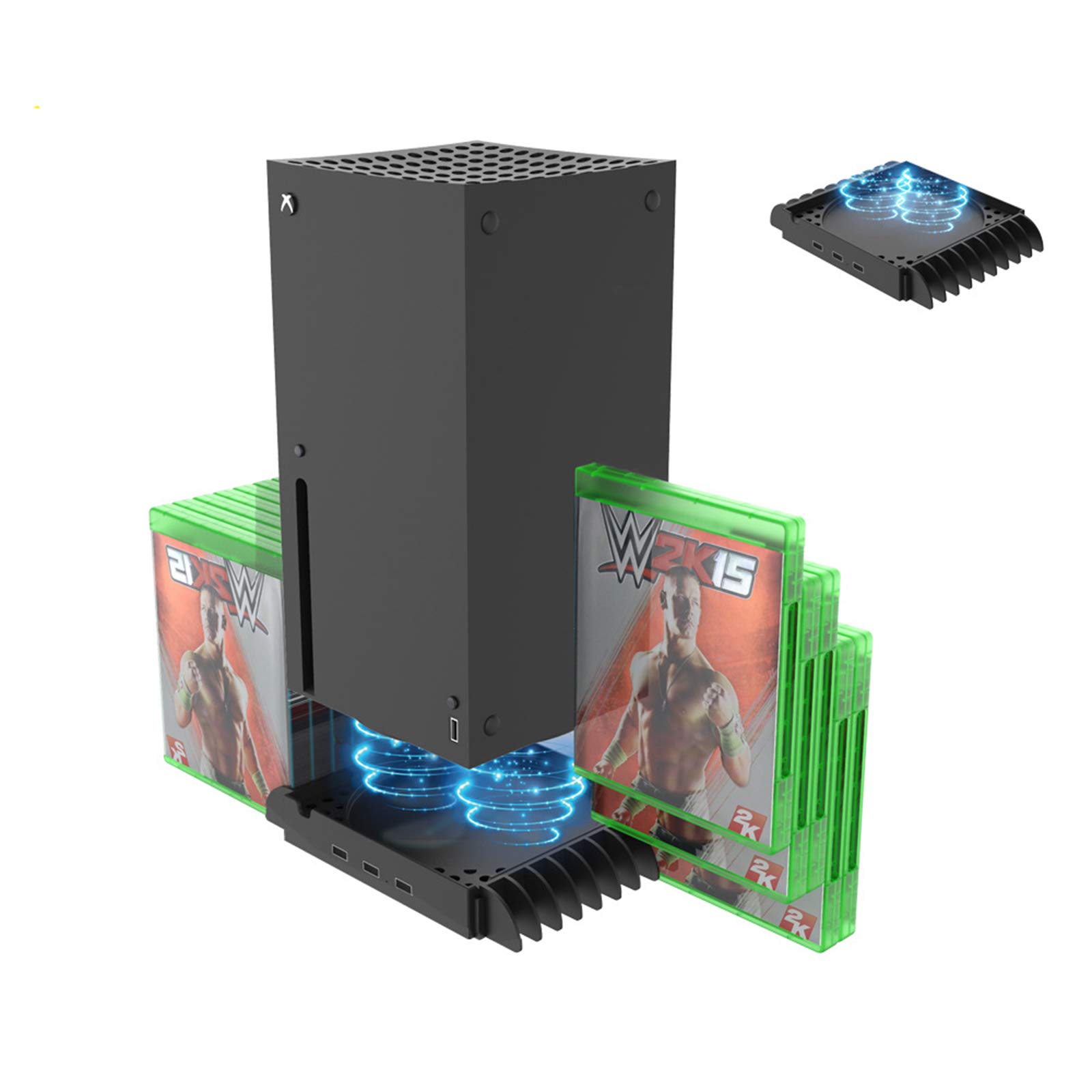 JYS-X133 Xbox Series X Cooling Fan Stand With Game Disc Storage Rack For Xbox Series X Console Cooler Base(Does not include console game disc)