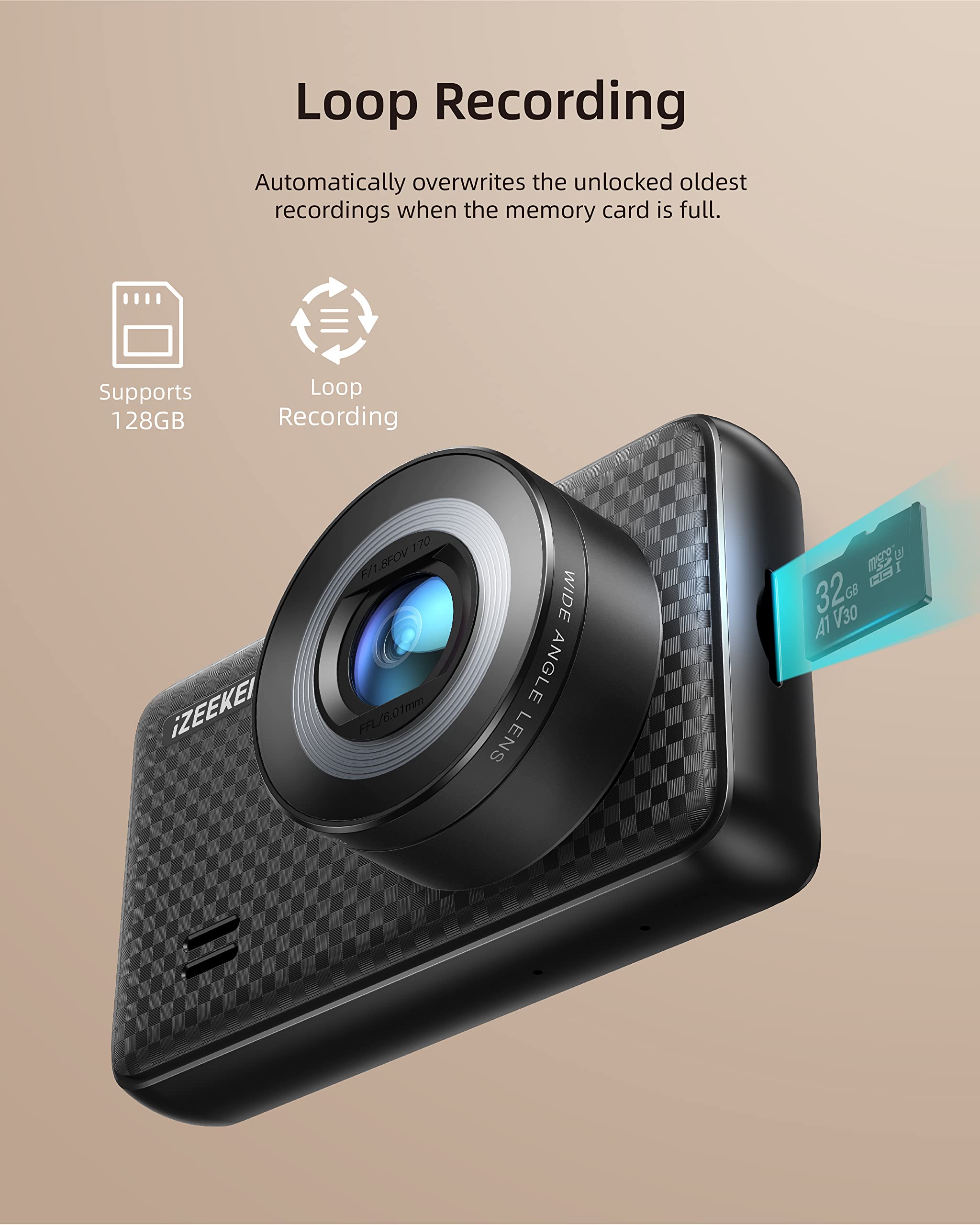 iZEEKER Dash Cam 4K, 2.5K Dual Dash Cam Front and Rear, 3" IPS Display Car Camera with Sony IMX335 Sensor, G-Sensor, Motion Detection, Parking Monitor, Loop Recording, WDR, Supports 256GB