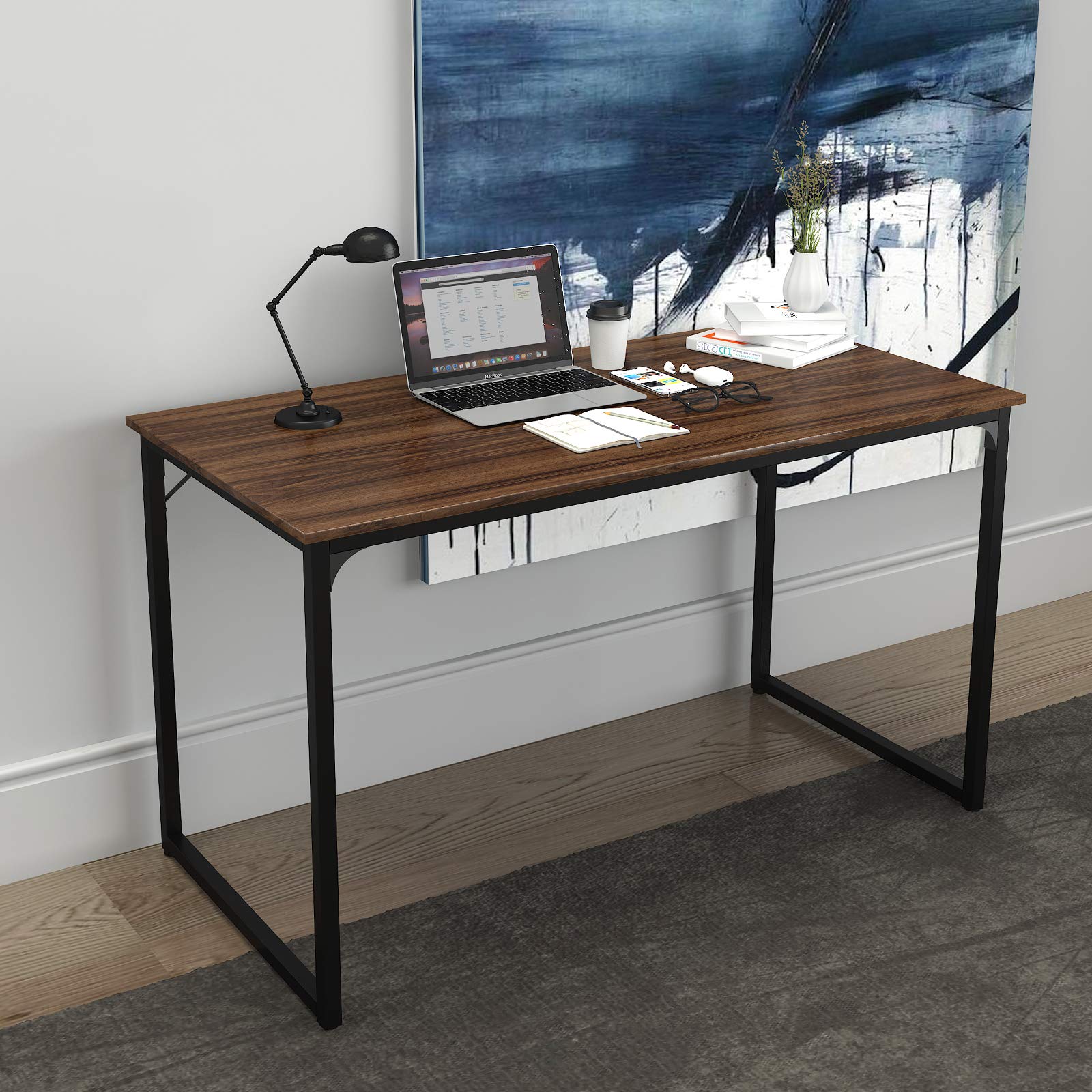 Isbasa 47 Inch Computer Desk, Modern Simple Style Desk for Home Office, Easy Assembly, Rustic Brown