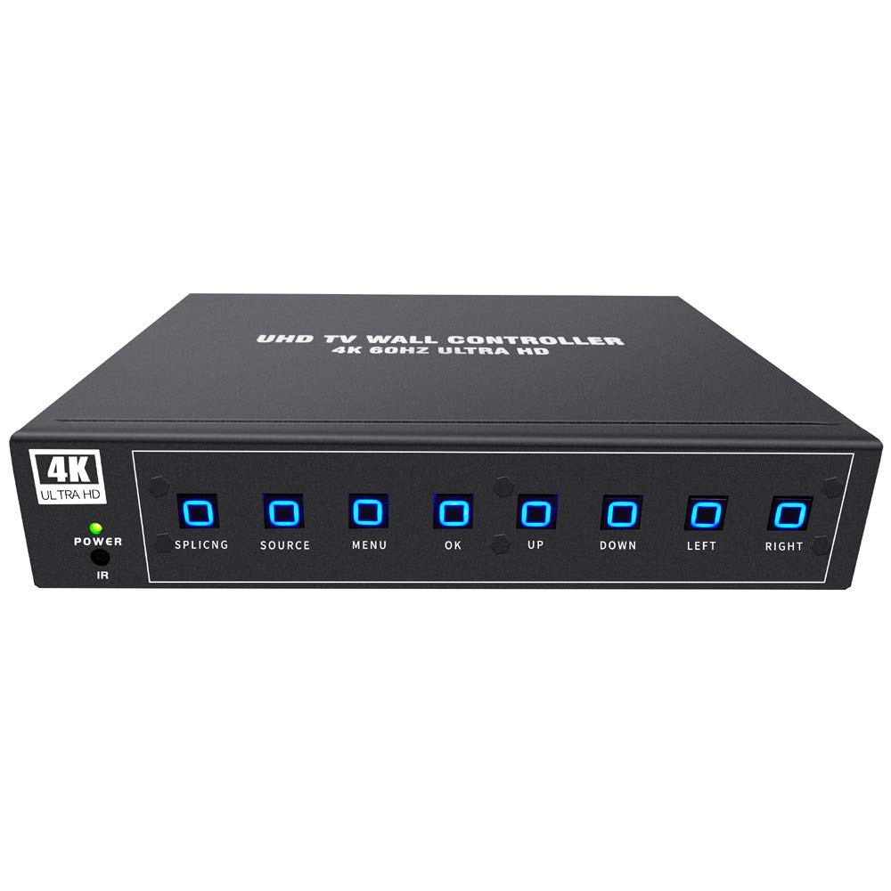 ISEEVY 4K60 UHD Video Wall Controller 2x2 1x2 2x1 1x3 3x1 1x4 4x1 TV Wall Controller for 4 TV Splicing Display Support 3840x2160@60Hz Inputs and Rotate 90 Degree for Portrait Mode Screens