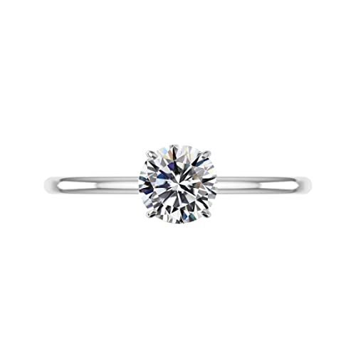 Kiara Gems 1.50 CT Round Moissanite Engagement Ring Wedding Eternity Band Vintage Solitaire Antique 4-Prong -Setting Setting Silver Jewelry Anniversary Promise Vintage Ring Gift for Her (5)