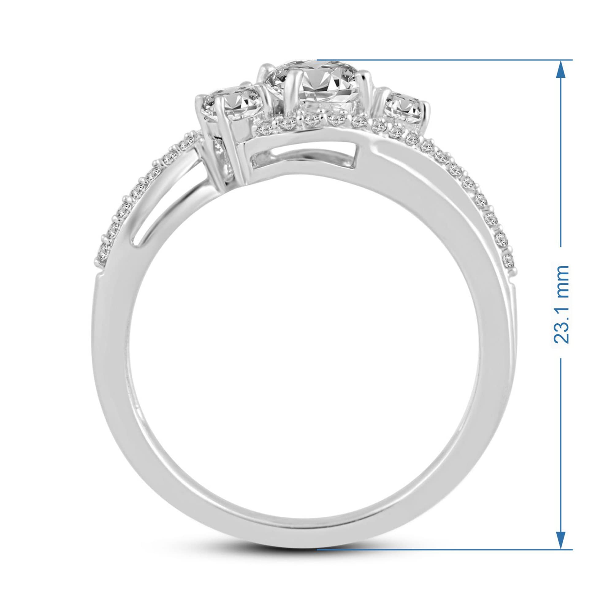 Jewelili Sterling Silver 5 MM Round Created White Sapphire Ring, Size 7