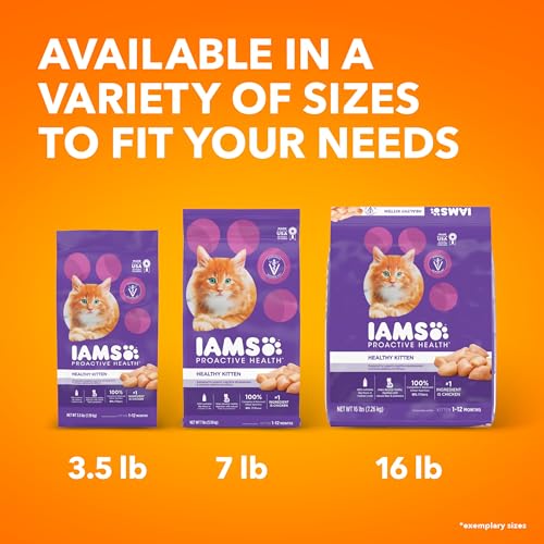 IAMS PROACTIVE HEALTH Healthy Kitten Dry Cat Food with Chicken, 7 lb. Bag