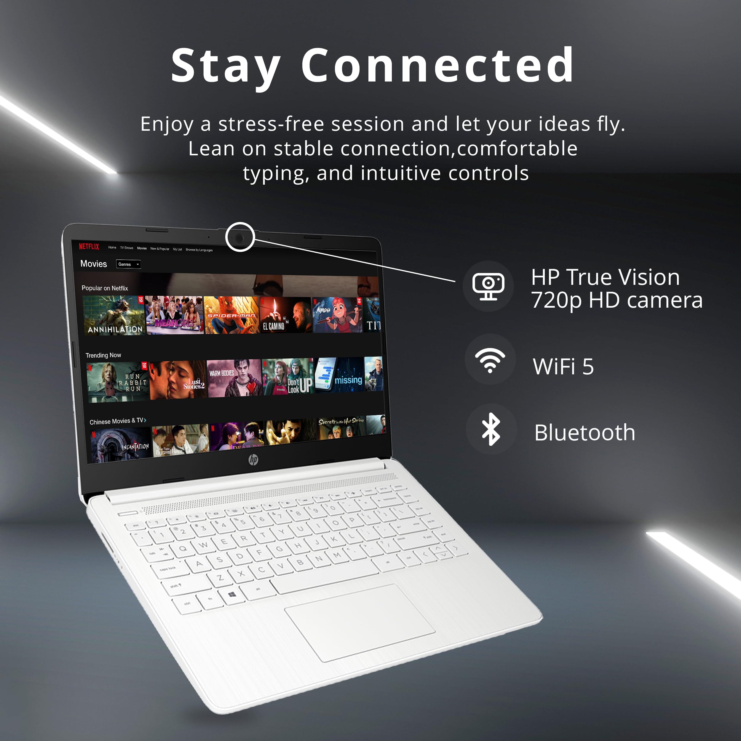 HP Stream 14'' HD Laptop, Intel Celeron N4020 Dual-core Processor, 8GB DDR4 RAM, 64GB eMMC, 1 Year Office 365, Webcam, HDMI, Windows 10S, White, 32GB Hotface USB Card