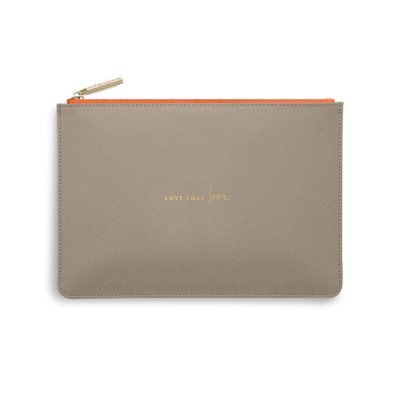 KATIE LOXTON Colour Pop Love Love Love Women's Medium Vegan Leather Clutch Perfect Pouch Taupe & Orange