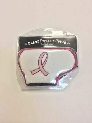 J&M Golf Hope Pink Ribbon Blade Putter Cover, New, Embroidered Logos