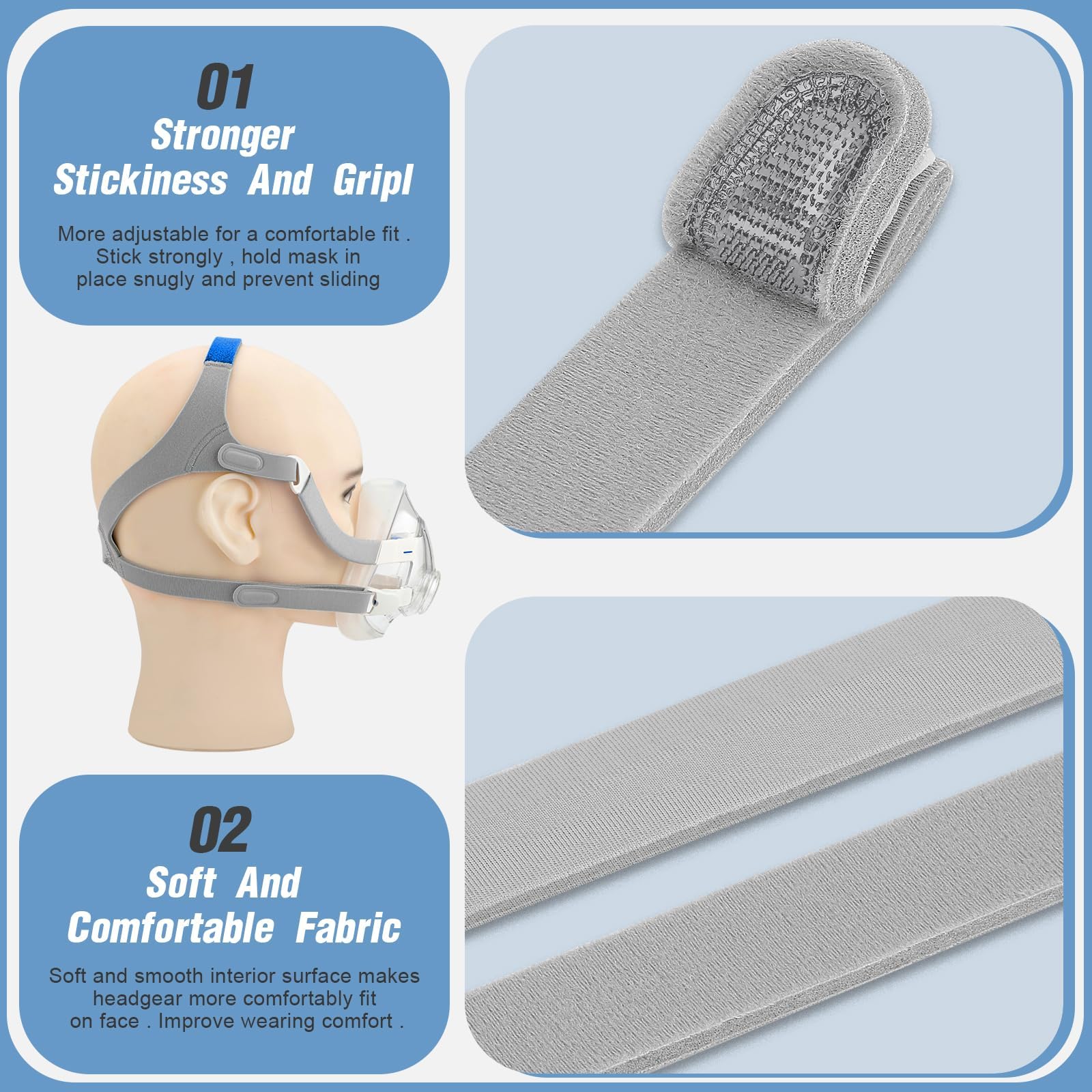 Iduola Headgear for F20 Mask with Magnetic Clips(Pack of 2), Replacement Headgear Straps for F20 Full Face Mask Great Value - Soft, Plush Straps(Large)