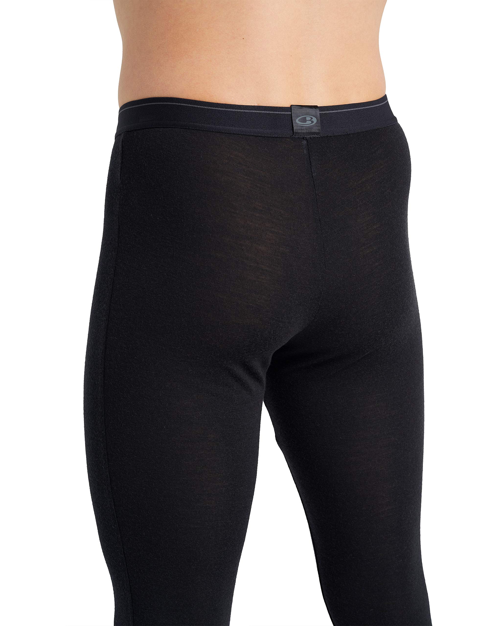 Icebreaker Merino Wool 175 Everyday Men’s Cold Weather Leggings with Fly - Thermal Underwear for Men with Contoured Slim Fit - 100% Merino Wool Base Layer - Premium Long Johns - Black - Large
