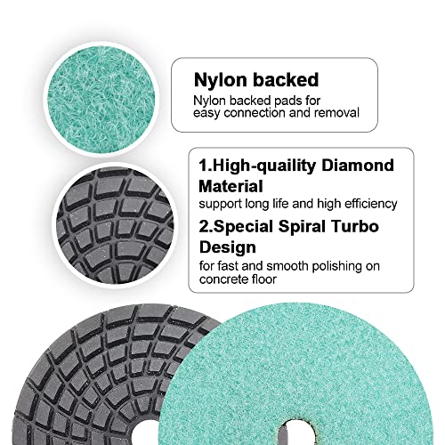 SHDIATOOL 4" Diamond Polishing Pads for Concrete Wet Polish Grit 200(12-Pack)