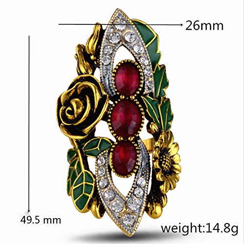 HSQYJ Retro Cocktail Statement Ring Antique Gold and Silver Tone Resin Stone Crystal Stacking Rings Cluster Statement Ring for Women