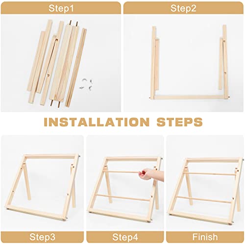Wood Ribbon Storage Organizer - Ribbon Holder Organizer Rack for Craft Paper Roll - Christmas Gift Wrapping Ribbon Dispenser - 1 Pack Ribbon Organizer for Craft Room, 2 Placement Rods