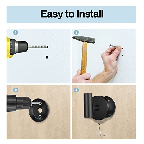 Kruodop Towel Hooks for Bathroom,4 Packs Wall Mount Towel Holder,Black Matte Wall Robe Hook,Stainless Steel Heavy Duty Door Hanger Towel Hook for Kitchen, Bedroom,Hotel,Pool,Coats and Keys