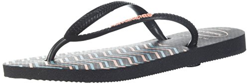Havaianas Kid's Slim Zig Zag Flip Flop Sandal, Black, 9 M US Toddler