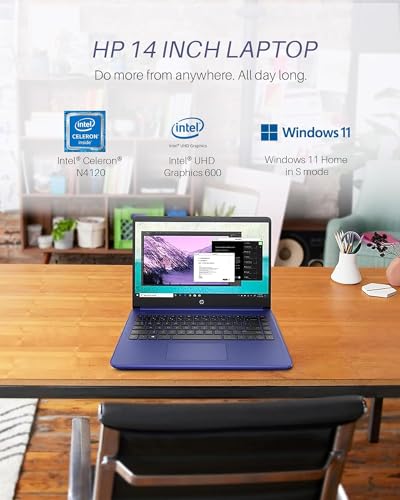 HP Stream Laptop 2023 Newest 14" HD Display, Intel Celeron N4120 Processor, 16GB RAM, 192GB Storge (64GB EMMC+128GB SD Card), Intel UHD Graphics 600, Webcam, Wi-Fi, Windows 11 Home in S Mode