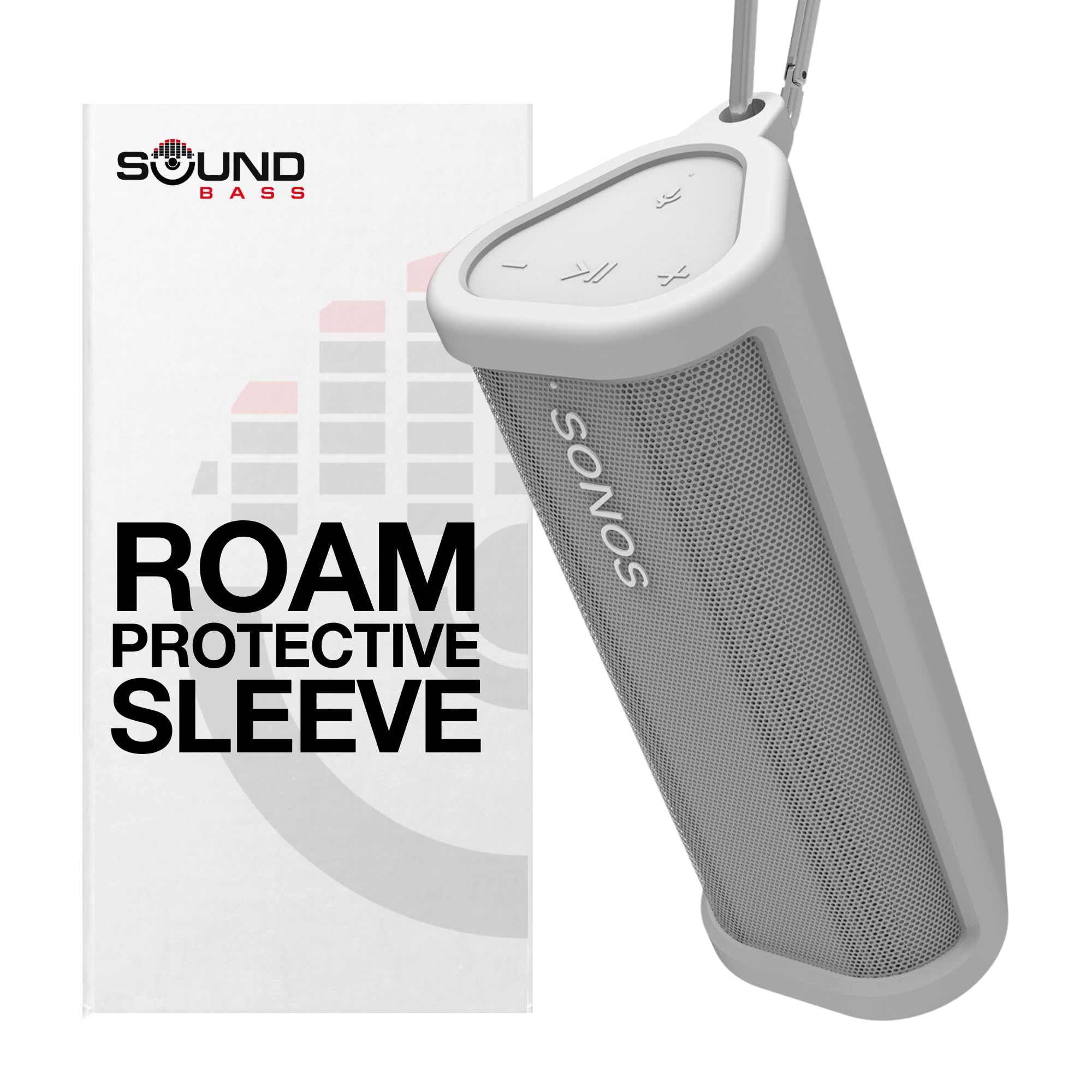 Heavy Duty Protective Silicone Carrying Case for Sonos Roam & Roam SL | White | Protect Your Wireless Bluetooth Speaker using This Cover/Sleeve