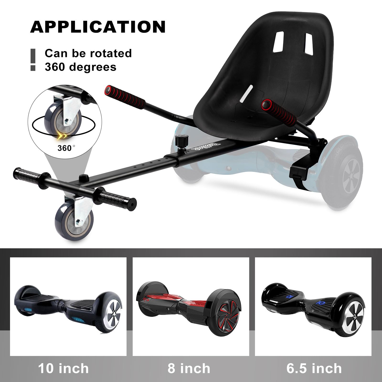 Hoverboard Go Kart Seat Attachment Hoverboard Accessories Conversion Kit, Adjustable Frame, Suitable for Kids Adults, Compatible with 6.5'' 8'' 10'', Transforming into Go-Kart, Blue