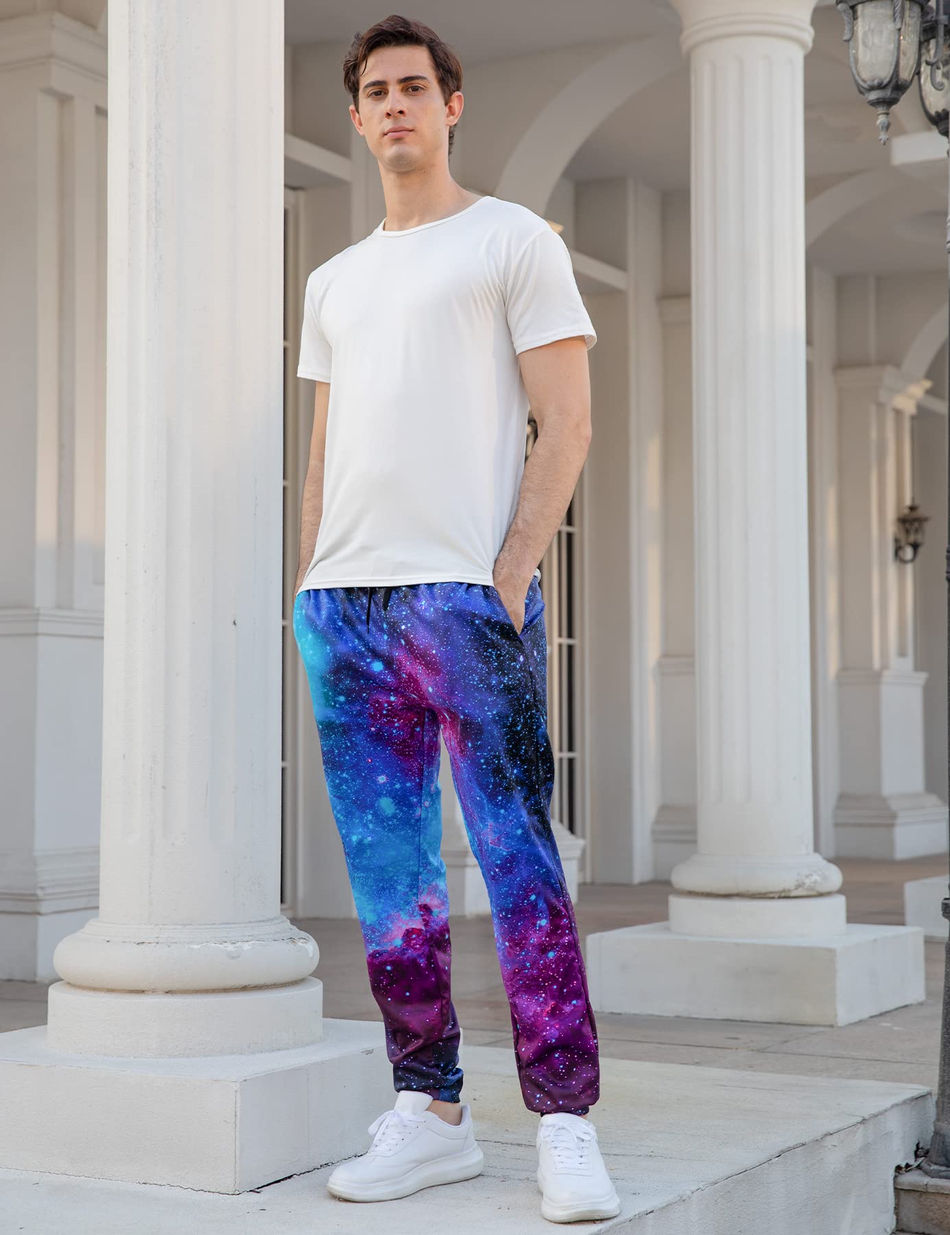 Idgreatim Women Men Galaxy Joggers Sweatpant Cool 3D Graphic Printed Hip Hop Sport Pants with Pockets S