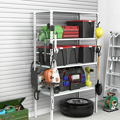 TORACK 7PCS Shelving Hooks for Keyhole Shelving Units, Metal Shelving Hook Organizer Kit for Tools, Cords, Hoses, Bags, etc., No Drilling No Holes