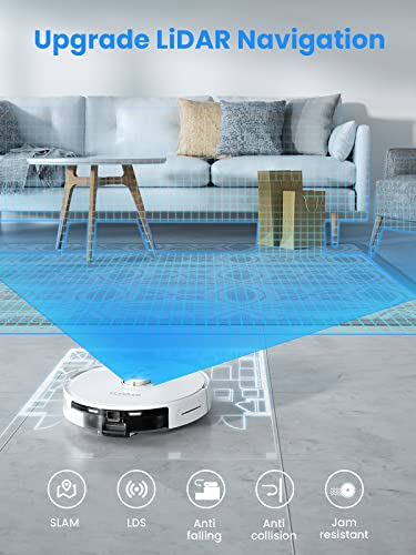 HONITURE Robot Vacuum and Mop Combo,Q6 Pro Robot Vacuum Cleaner with Self-Emptying,4000pa Max Suction Laser Navigator Robotic Vacuum with Smart Mapping,250 Mins Run-Time,App Control,Ideal for Pet Hair