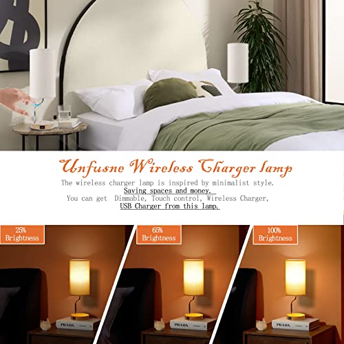 Unfusne Lamps for bedrooms Set of 3, Touch Control Table Lamp 3 Way Dimmable Nightstand Lamp with White Fabric Shade, Small Lamp