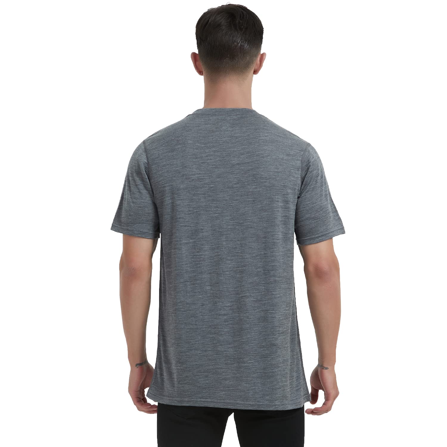METARINO Merino Wool T-Shirts Mens Short Sleeve Lightweight Base Layer for Hiking,Travel,Hunting,Cycling,Dark Gray,Large