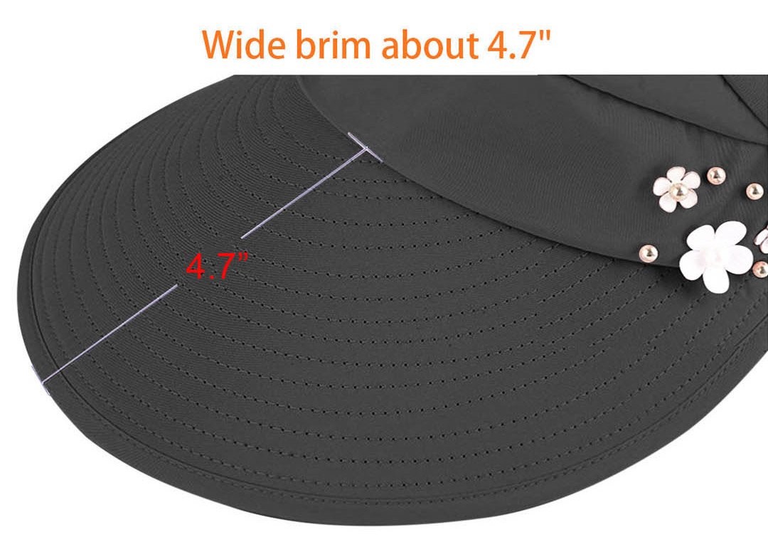 HINDAWI Sun Hats for Women Sun Hat Wide Brim UV Protection Summer Beach Foldable Visor Navy