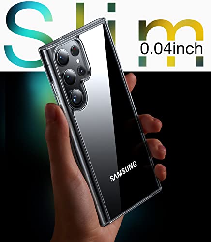 TORRAS Diamond Clear Designed for Samsung Galaxy S23 Ultra Case, [Never Yellowing][Military Grade Anti-Drop] Hard Back Soft Slim Thin Shockproof Phone Case for Galaxy S23 Ultra 6.8", Crystal Clear