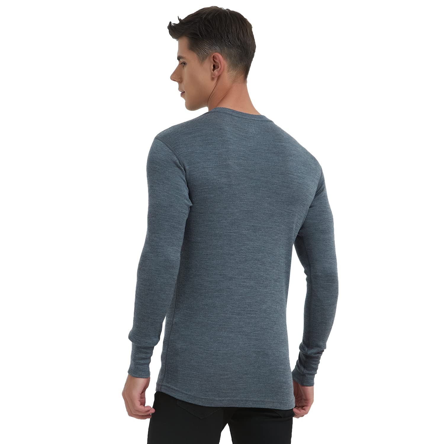 METARINO Merino Wool Base Layer Mens Long Sleeve Midweight Thermal Shirt,Dark Grey,Medium