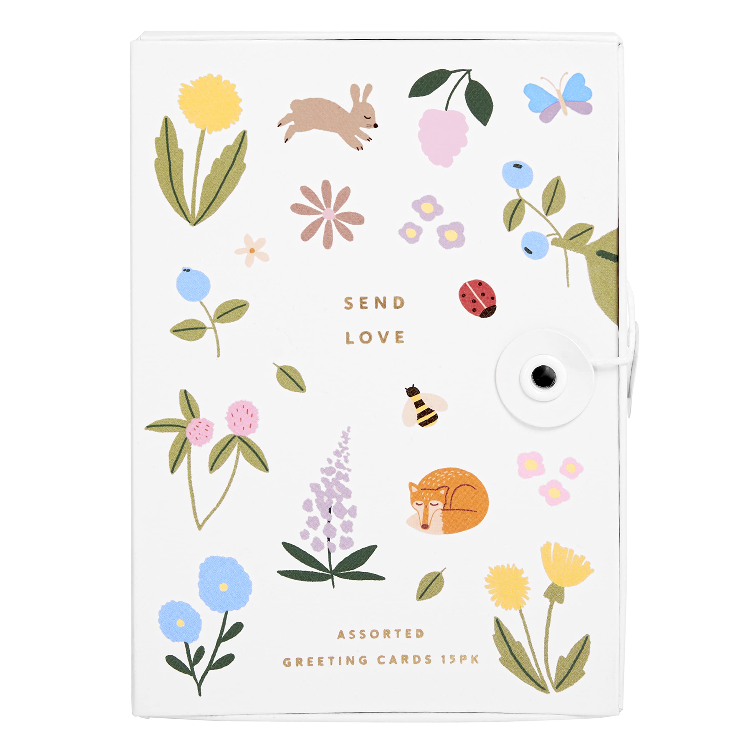 kikki.K Slow Down Collection - Assorted Greeting Cards 15pk, Send a Simple Heartfelt Note, 5 Unique Designs, kikki.K Seasonal Print for Card and Envelop, 5.51" L x 3.98" W x 0.98" H