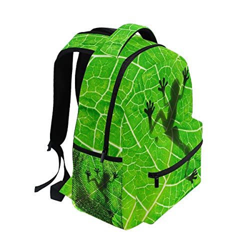 ZZKKO Animal Frog Tree Leaf Boys Girls School Computer Backpacks Book Bag Travel Hiking Camping Daypack