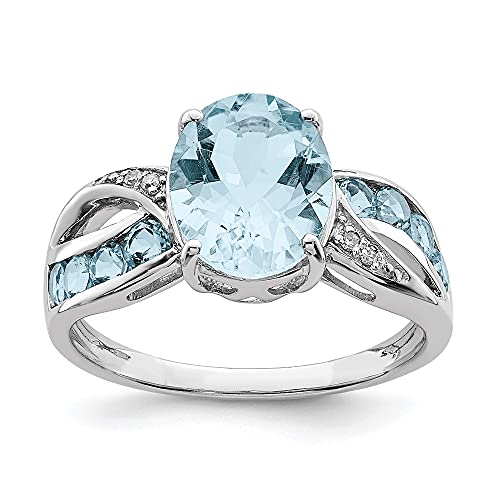 IceCarats 925 Sterling Silver Diamond Sky Blue Topaz Ring Gemstone Band Size 6.00