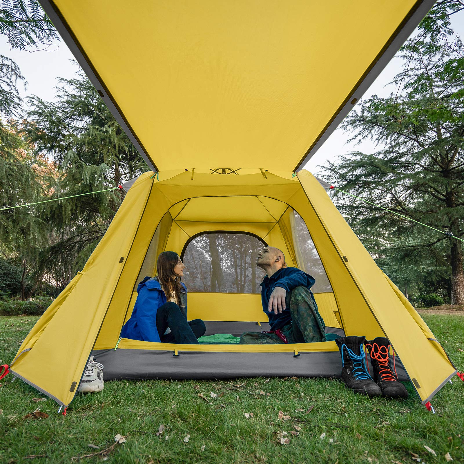 KAZOO Camping Tents 3 Person Waterproof Instant Tents 3 People Cabin Tent Easy Setup with Sun Shade Automatic Aluminum Pole