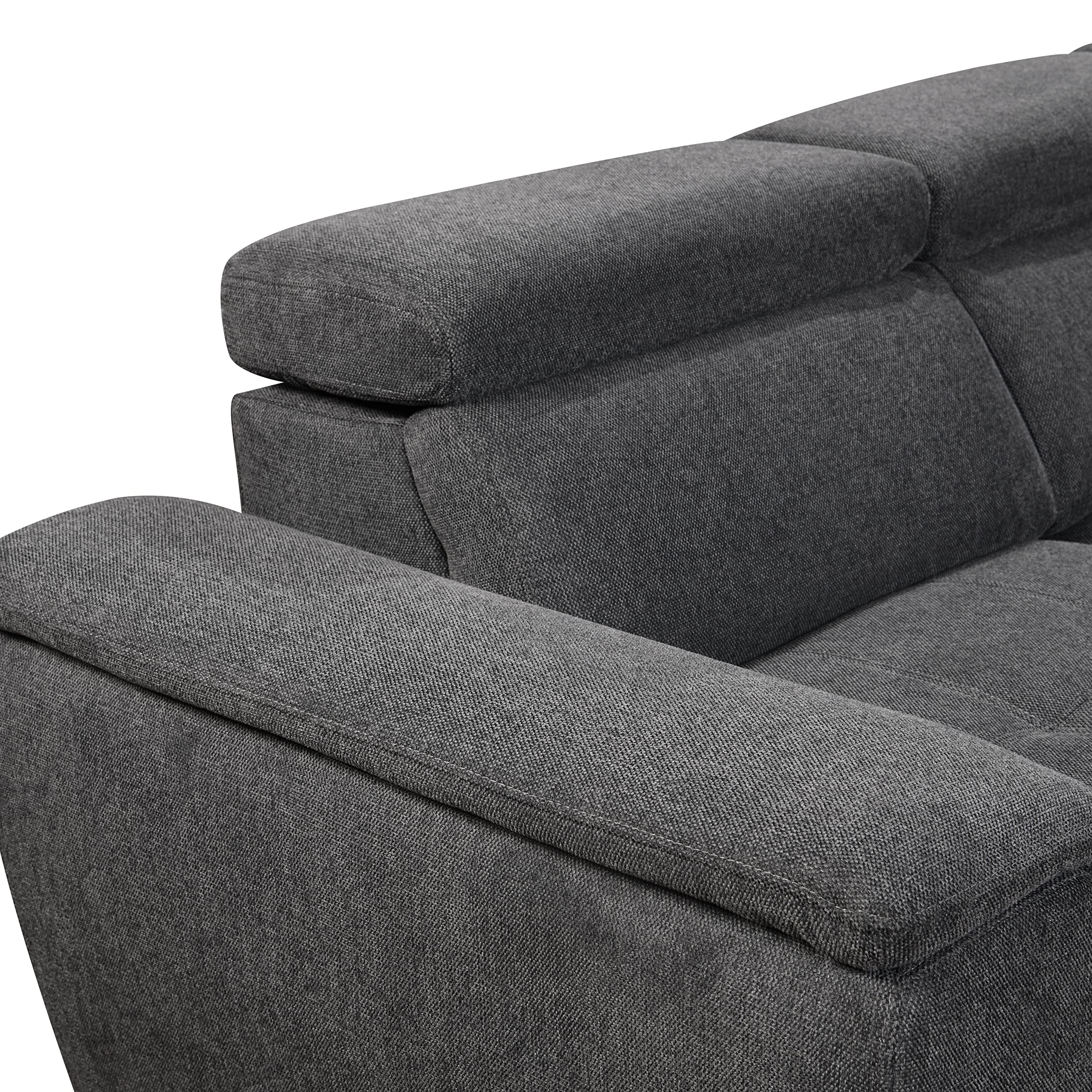 RENDGO 125" U Shaped Sectional Sofa with Pull-Out Bed, Sofa Bed with Adjustable Headrests Storage Chaise, Upholstered Oversized Sectional Sleeper Couch with Ottoman for Living Room,Dark Grey