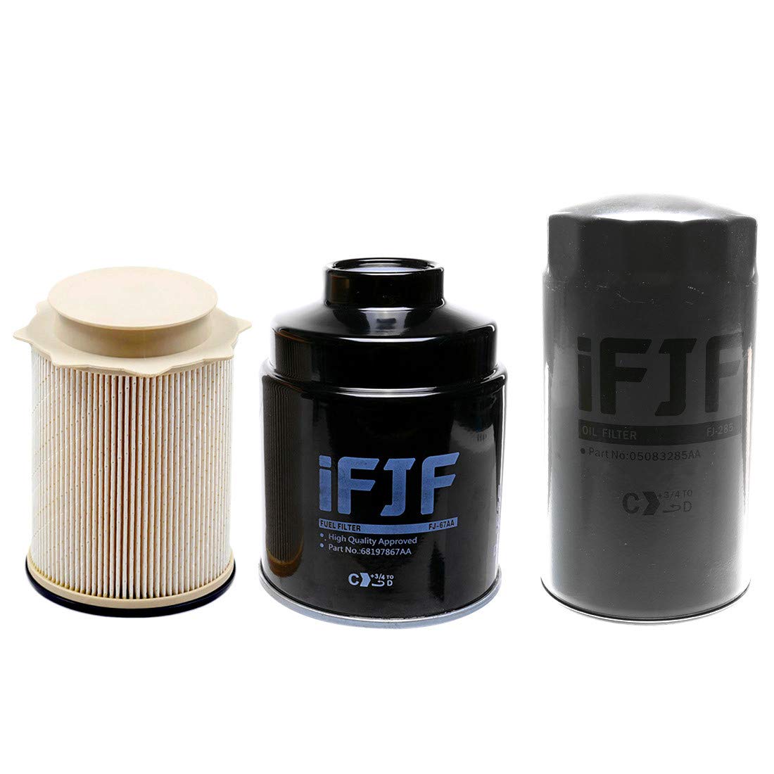 iFJF 68197867AA 68157291AA Fuel Filter and 5083285AA Oil Filter Replacement for Ram 6.7L 2013-2018 2500 3500 4500 5500 Diesel Engines Replaces 68065608AA FS53000 68197867AB 5016547AA