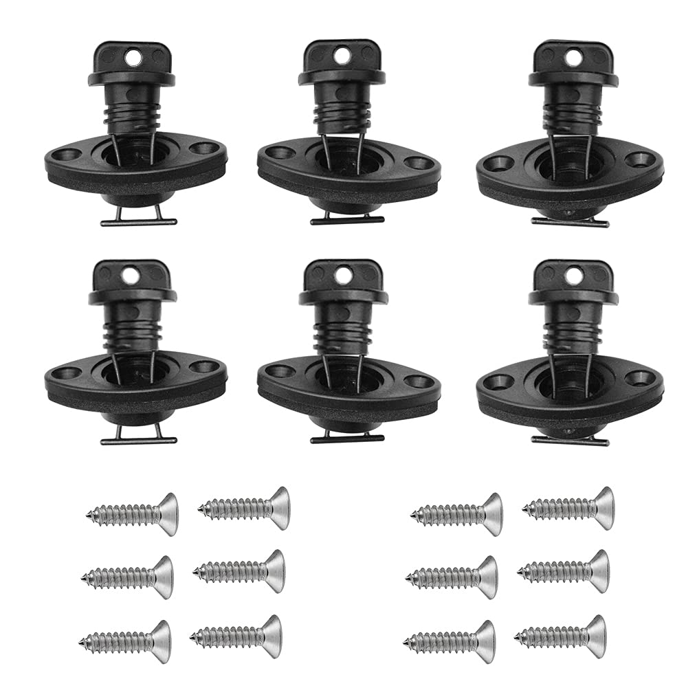 KUNPENG 6 Pieces Kayak Drain Plug with Installation Hardware| Kayak Accessories | Boat Drain StopperReplacement | Kayak Scupper Plugs Boat Drain Plugs Kit