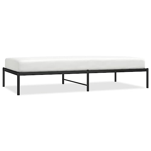 vidaXL Single Bed - Industrial Style - Robust Metal Bed Frame with Metal Slats and Center Legs - Black, Steel, with Extra Underneath Space