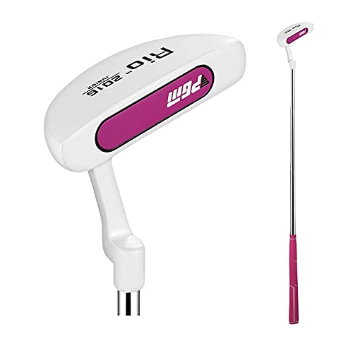 Kids Golf Putter Right Handed Stainless Steel Rio Beginners Practice Junior Golf Clubs for 3-12 Years 24''-28'' (White&Pink,3-5Y)