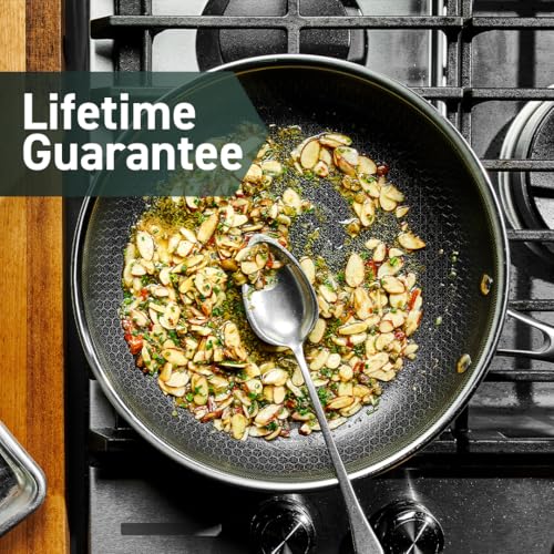 HexClad Hybrid Nonstick 8-Inch Fry Pan with Tempered Glass Lid, Stay-Cool Handle, Dishwasher and Oven Safe, Induction Ready, Compatible with All Cooktops