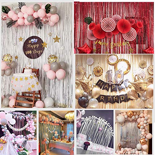 WOPARTY Fringe Curtains Gold,4 Pack 3.3x6.6 ft Foil Tinsel Curtains for Birthday Wedding Party Photo Backdrop