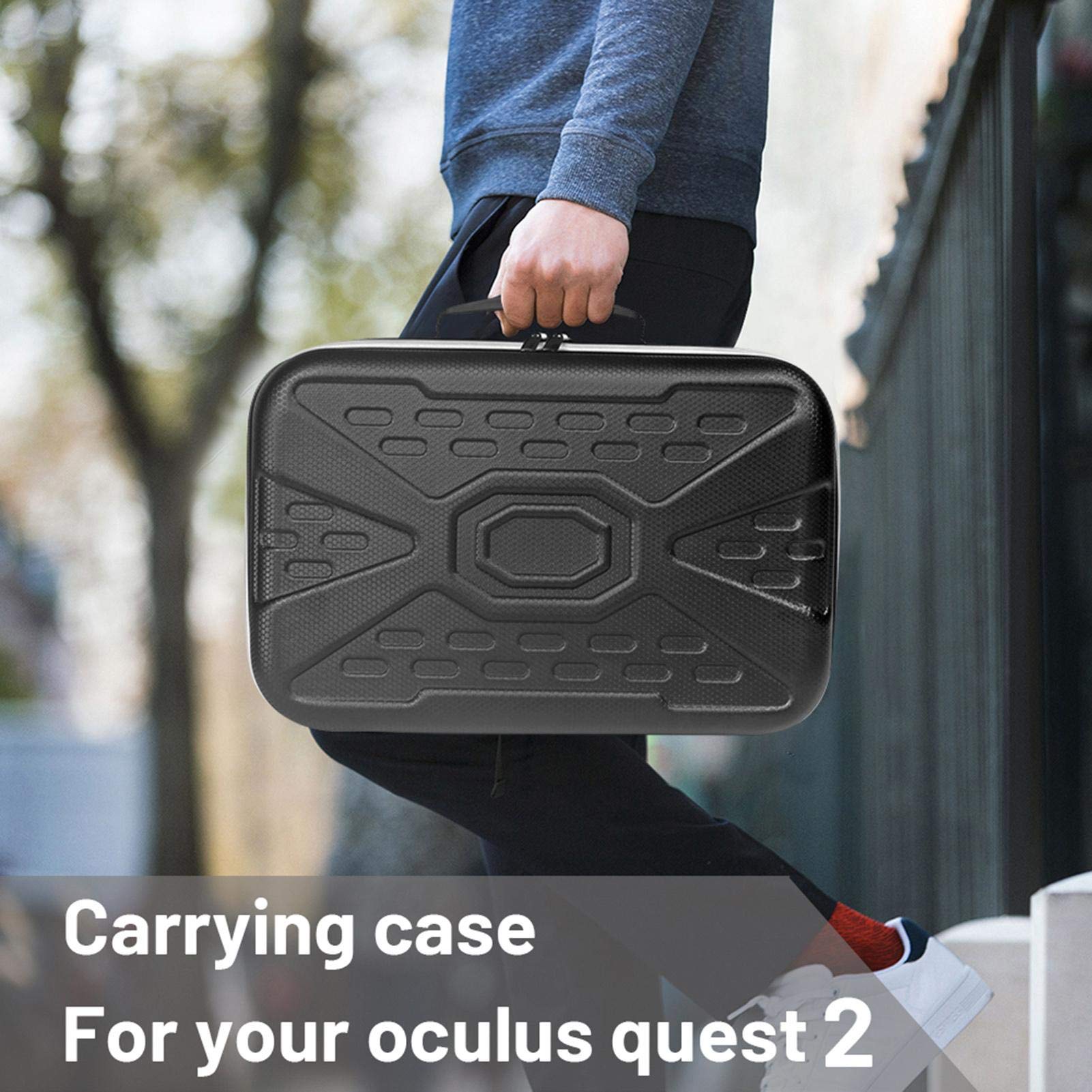 Junglers Hard Case Compatible with Oculus Quest 2 and Oculus Quest VR,Shockproof Water Resistance EVA Hard Storage Bag with Adjustable Shoulder Strap/Black