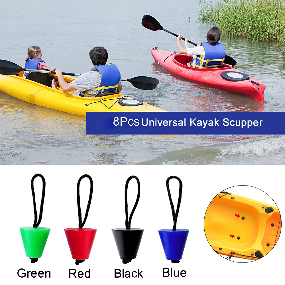 Ismeally 8 Pcs Universal Kayak Scupper Plug Kit Silicone Scupper Plugs Drain Holes Stopper Replacement Bung for Dinghy Kayak Inflatable Boat Canoe Rowing Marine Boat (Green)