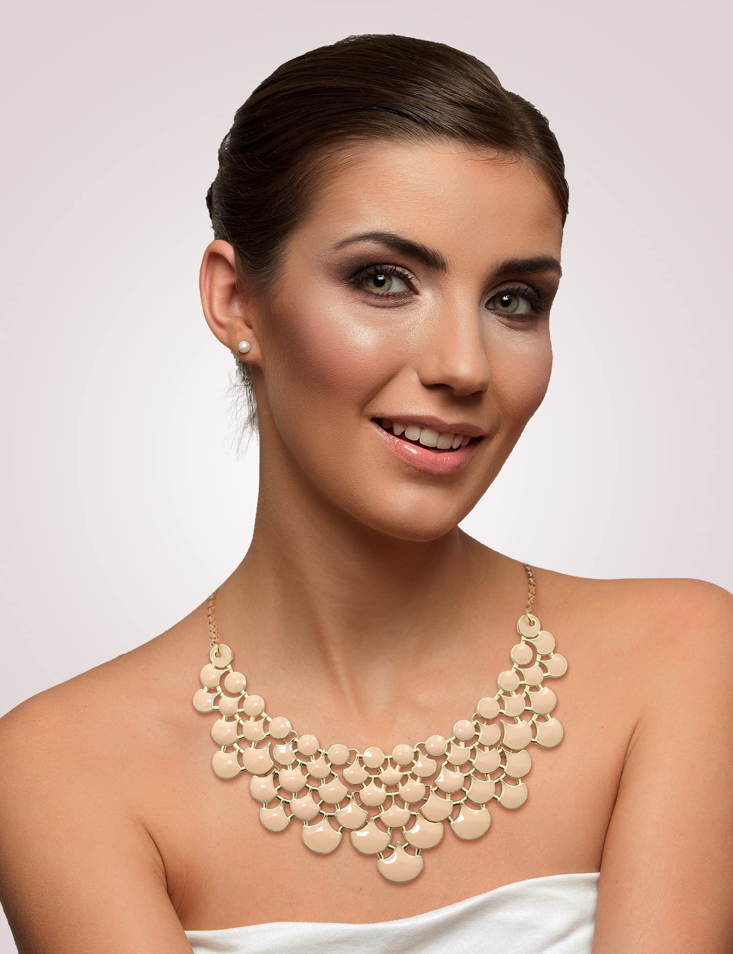 Jane Stone Fashion Statement Collar Necklace Vintage Openwork Bib Costume Jewelry (black)