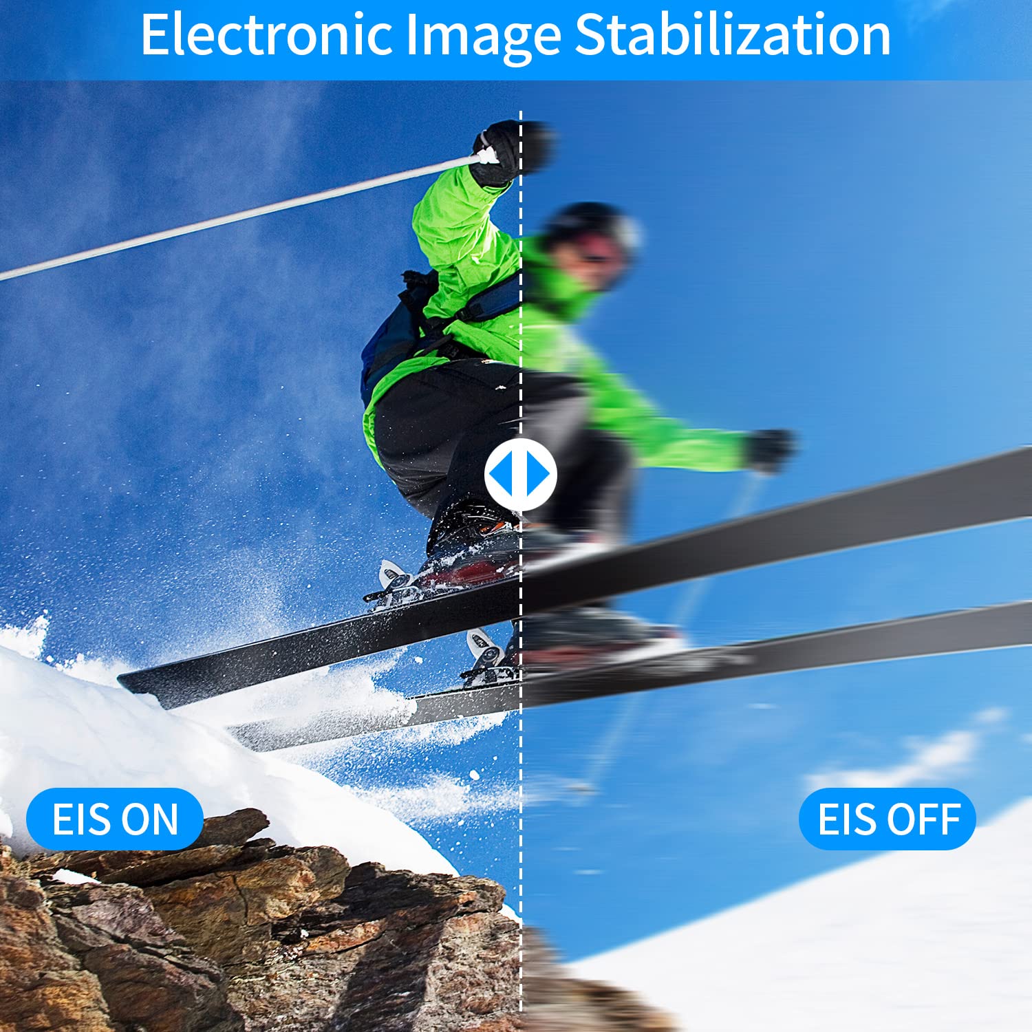Jadfezy Action Camera 4K 60FPS with EIS Anti-Shake, WiFi and Remote Control, 24 MP Sports Cam with Zoom 8X, 98FT Underwater Camera Equipped with 2 Batteries and 25 Mounting Accessories (4K)